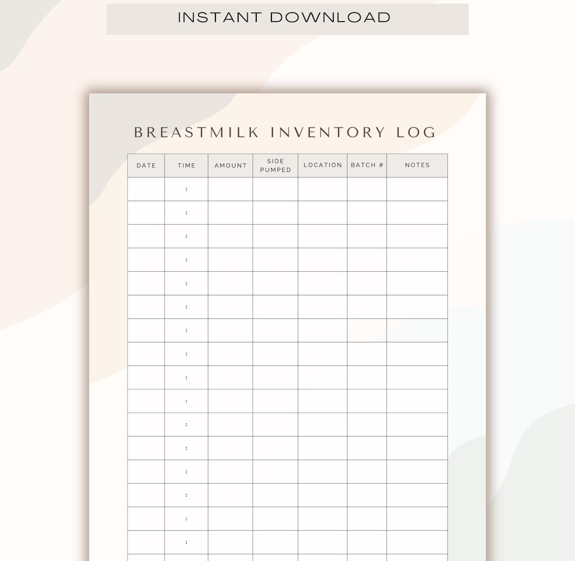 Breast Milk Inventory Printable, New Mom, Pumping Tracker, Breastmilk ...