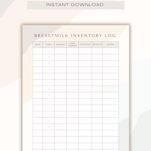 Breast Milk Inventory Printable, New Mom, Pumping Tracker, Breastmilk ...