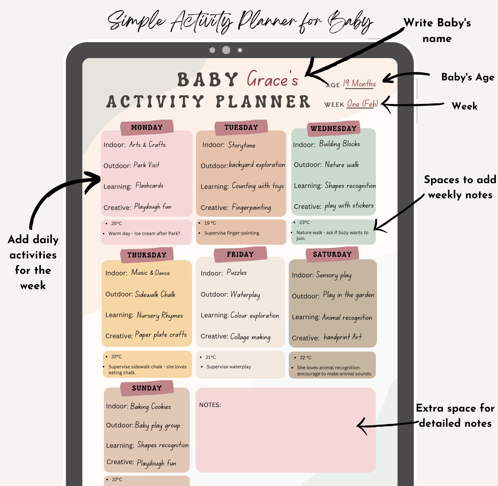 Baby Activity Planner Printable, Baby Schedule Template, Baby Log ...