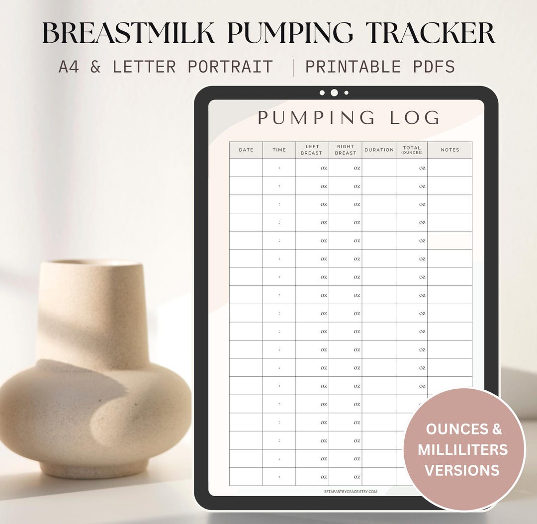 Breast Milk Pumping Log,breastfeeding Log,breast Pump Log,breastmilk ...