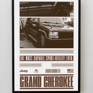 Jeep Grand Cherokee Illustration Poster | Jeep Grand Cherokee Poster ...