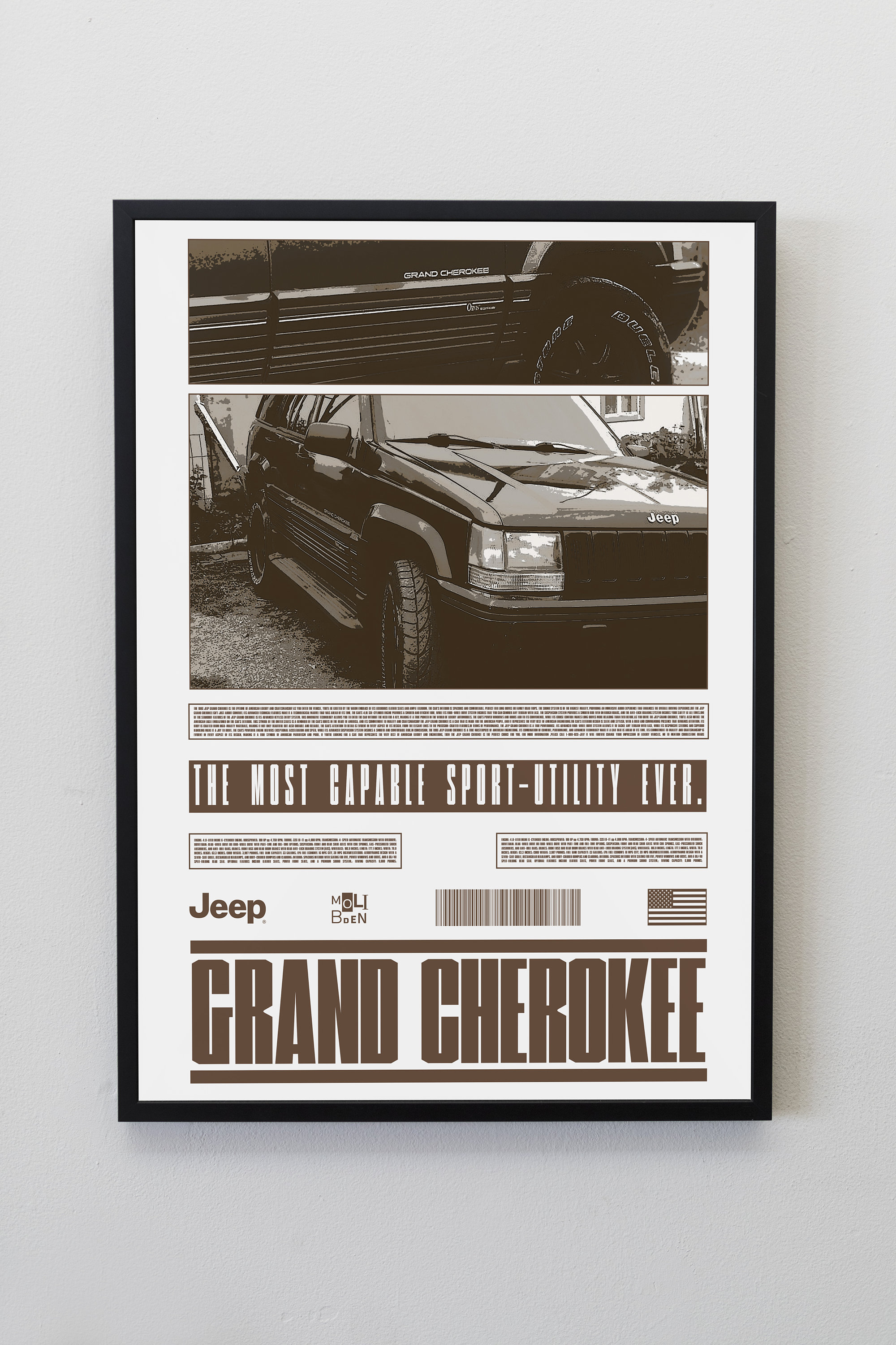 Jeep Grand Cherokee Illustration Poster | Jeep Grand Cherokee Poster ...