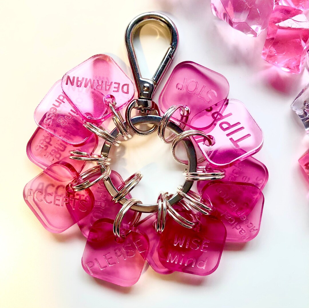 Dialectical Behavior Therapy DBT Skills Charm Keychain, Mental Health ...