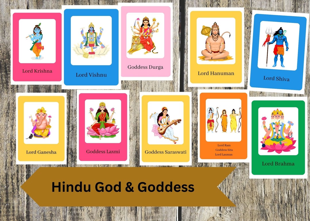 Hindu God & Goddess Digital Flash Cards for Kids to Learn About Culture ...