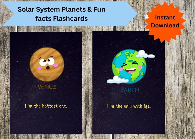 Solar System Flashcards & Poster Digital Instant Download With Fun ...