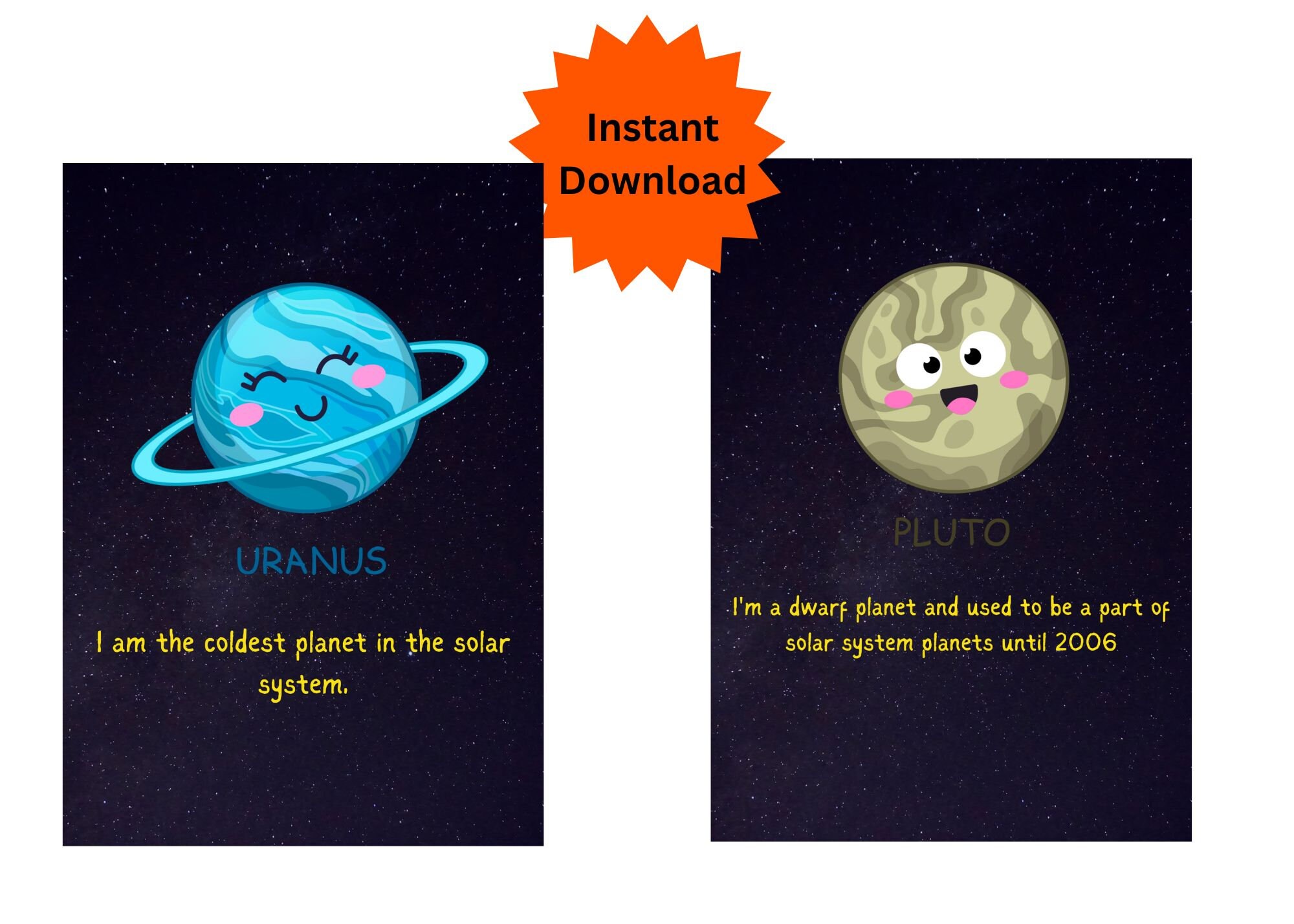 Solar System Flashcards & Poster Digital Instant Download With Fun ...