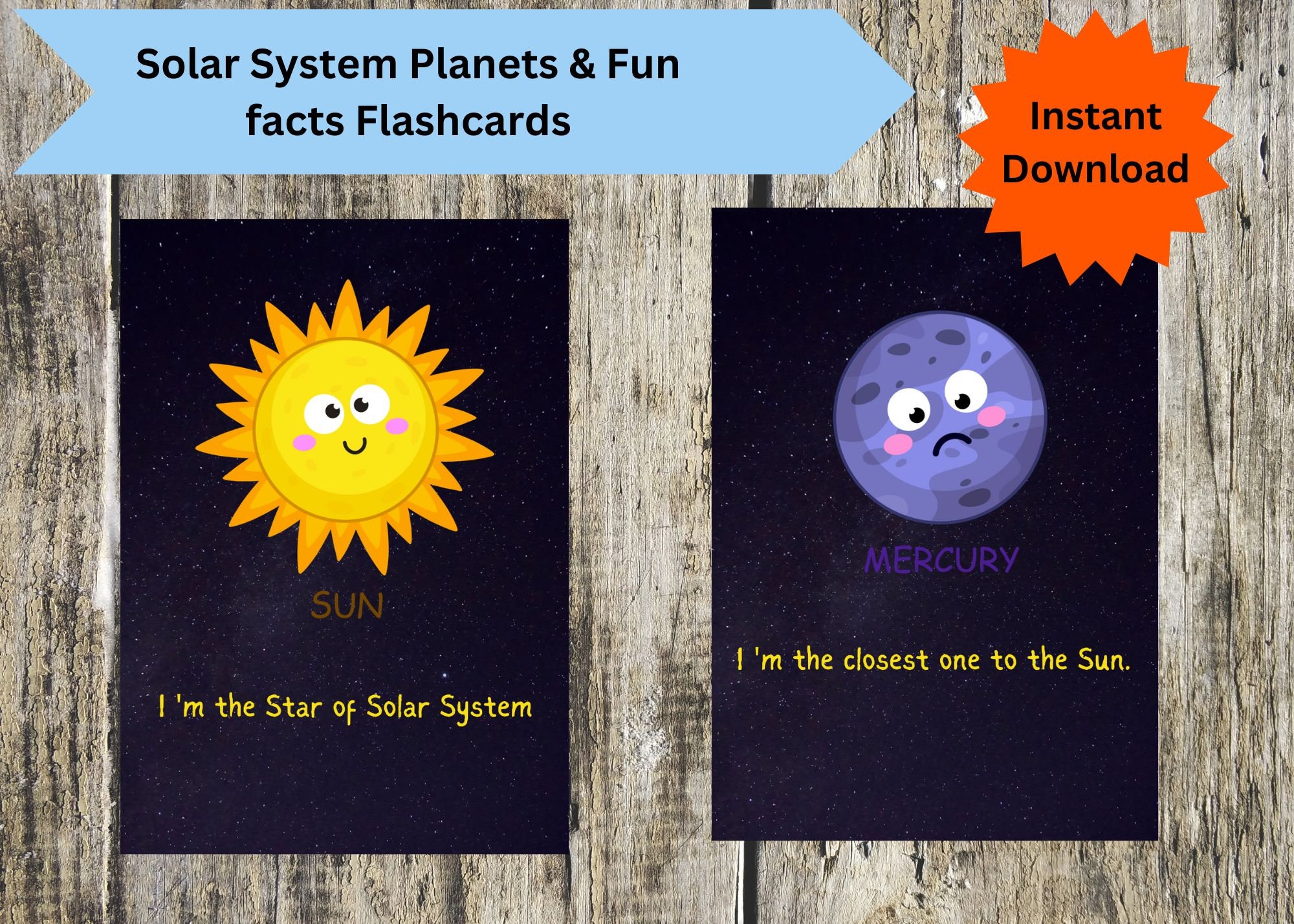 Solar System Flashcards & Poster Digital Instant Download With Fun ...