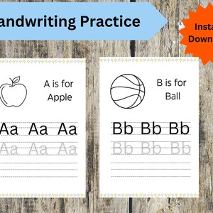 A-Z Alphabet Handwriting Practice Digital Papers, Instant Download ...