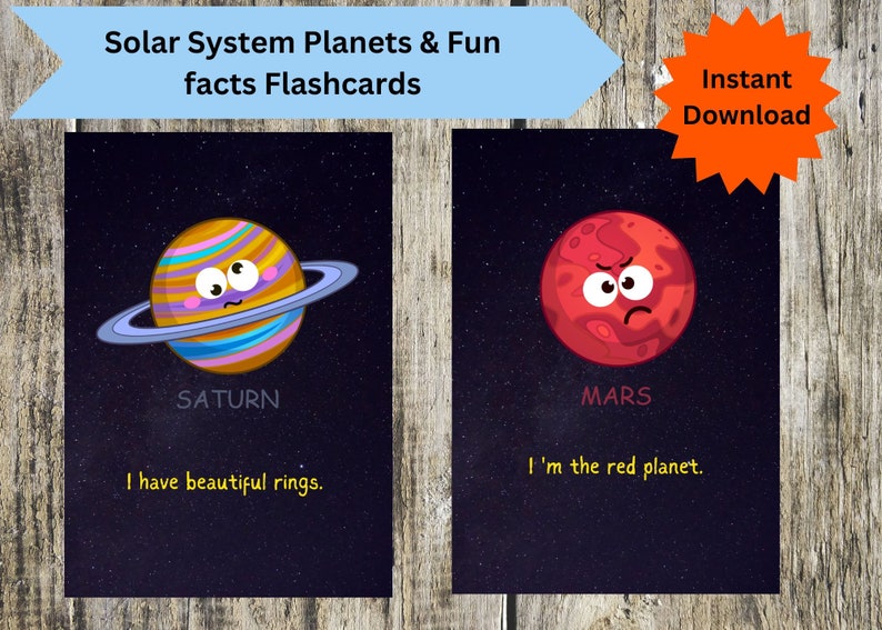 Solar System Flashcards & Poster Digital Instant Download With - Etsy