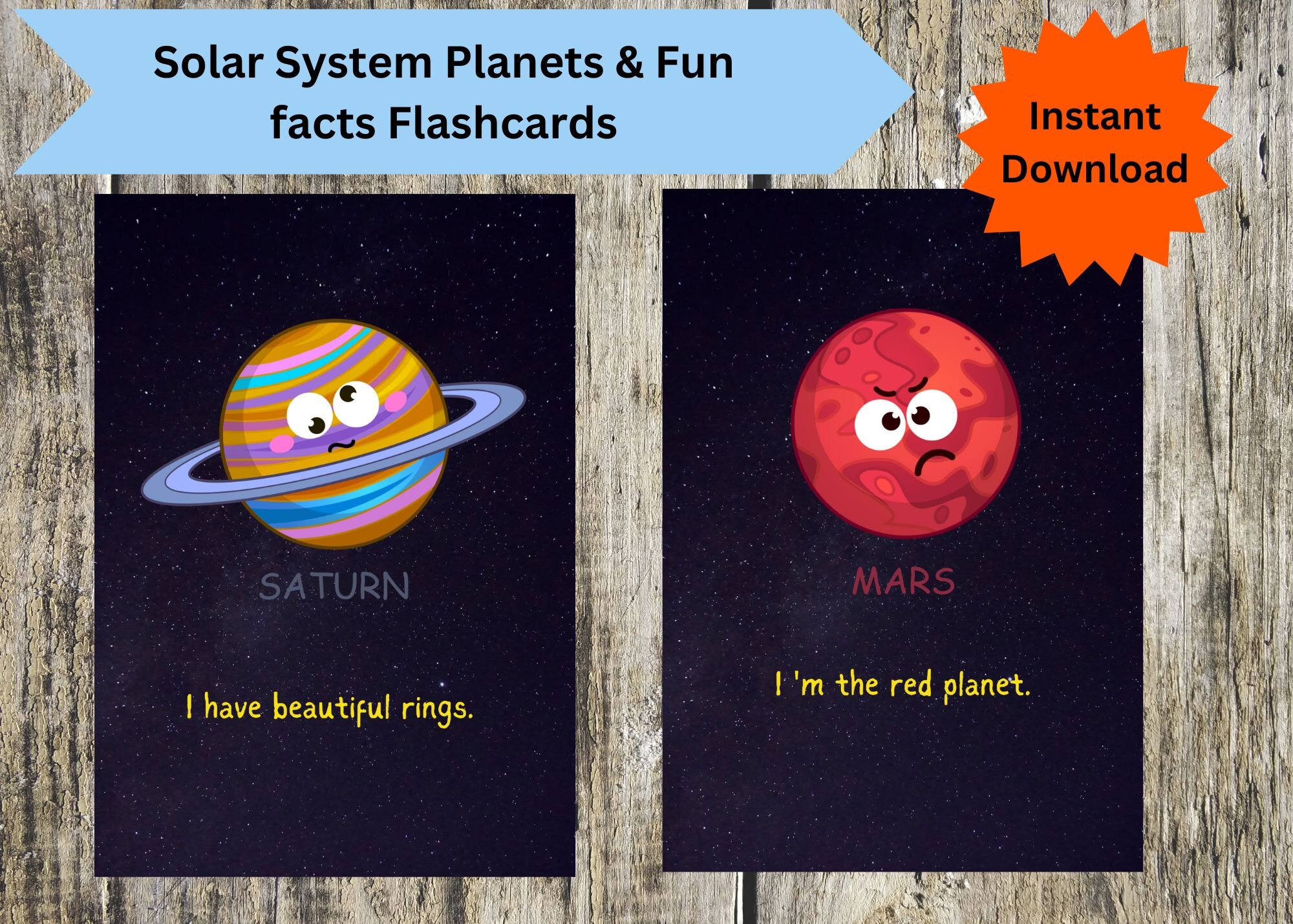 Solar System Flashcards & Poster Digital Instant Download With Fun ...