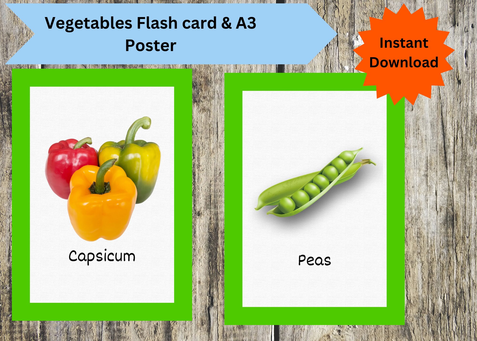 Real Vegetable Pics Flashcards With Bonus A3 Vegetable Poster Digital ...