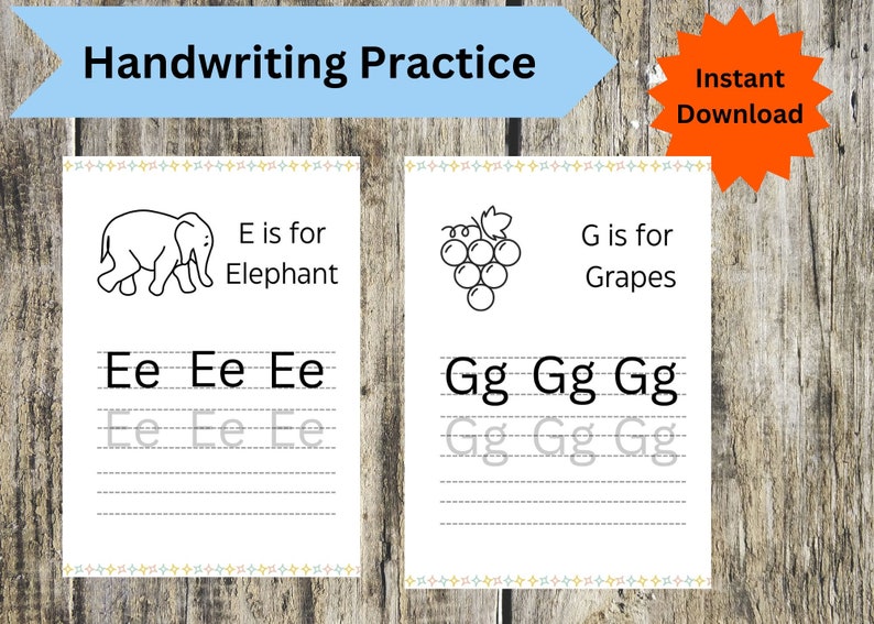 A-Z Alphabet Handwriting Practice Digital Papers Instant - Etsy