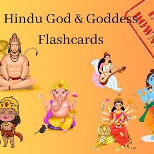 Hindu God & Goddess Digital Flash Cards for Kids to Learn About Culture ...