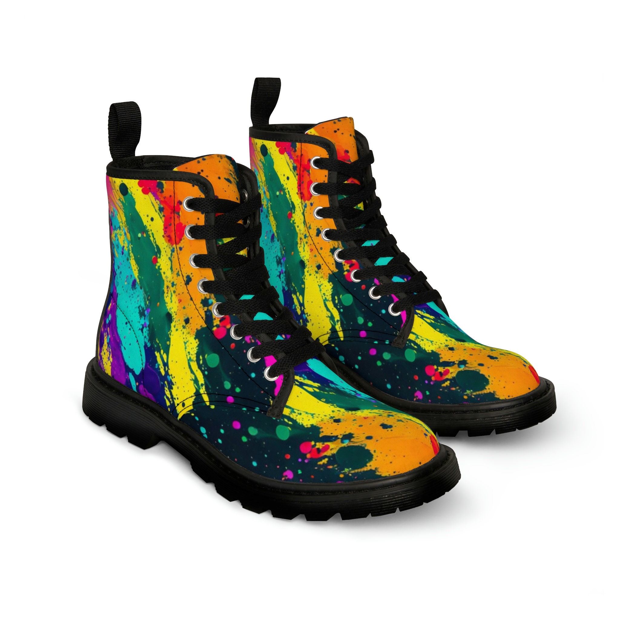 Women's Canvas Boots Rainbow Paint Splatter | LGBTQI+ Pride Parade ...