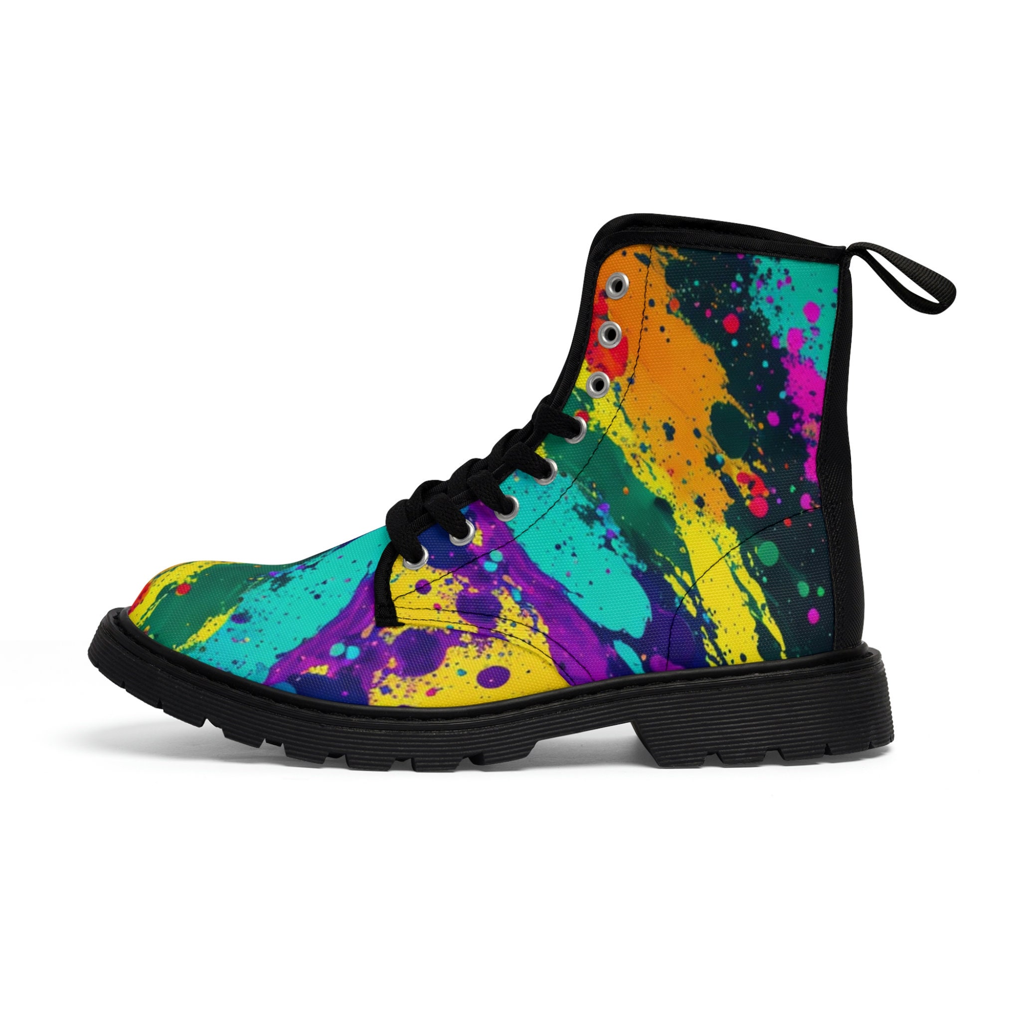 Women's Canvas Boots Rainbow Paint Splatter | LGBTQI+ Pride Parade ...