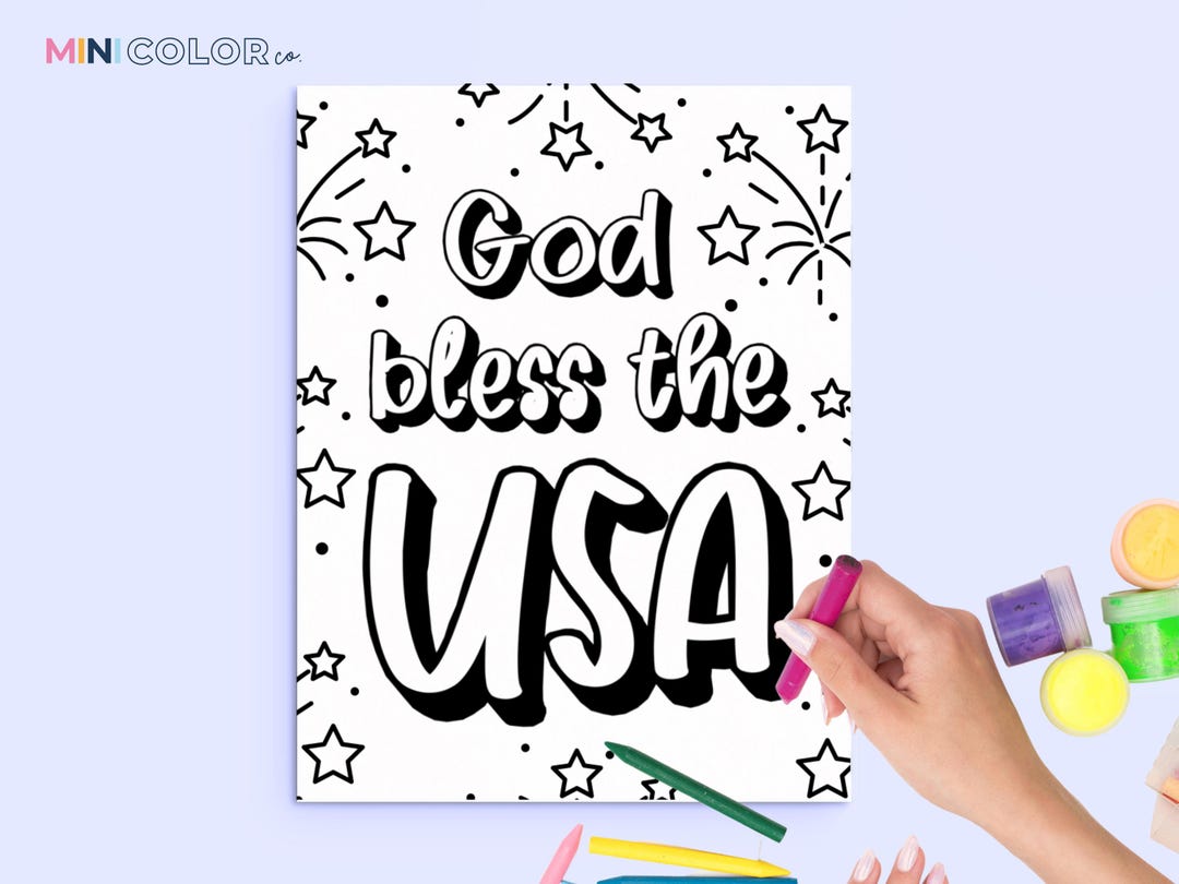 God Bless the USA Coloring Page • Patriotic Christian Printable for ...