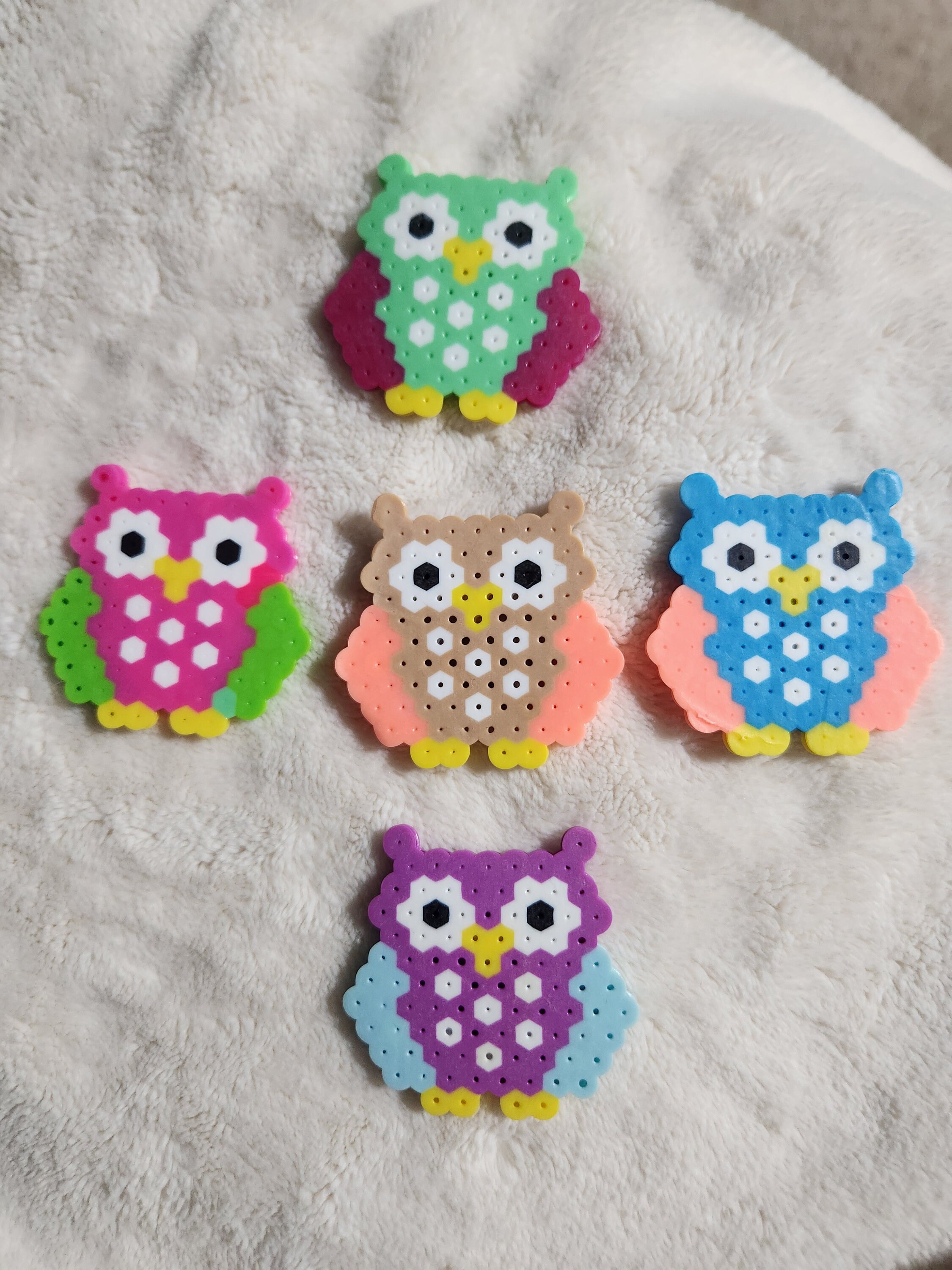 Multi-colored Perler Bead Owls - Etsy