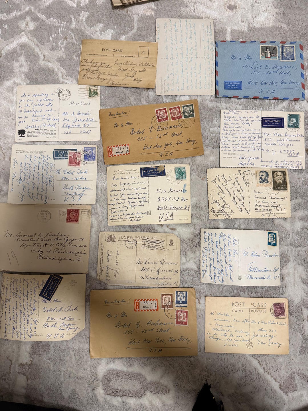 Vintage Postal History Lot 1930-1950s Registered Airmail Postcards ...