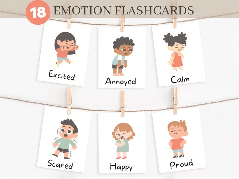 18 Emotion Flashcards for Kids Instant Download and Print - Etsy