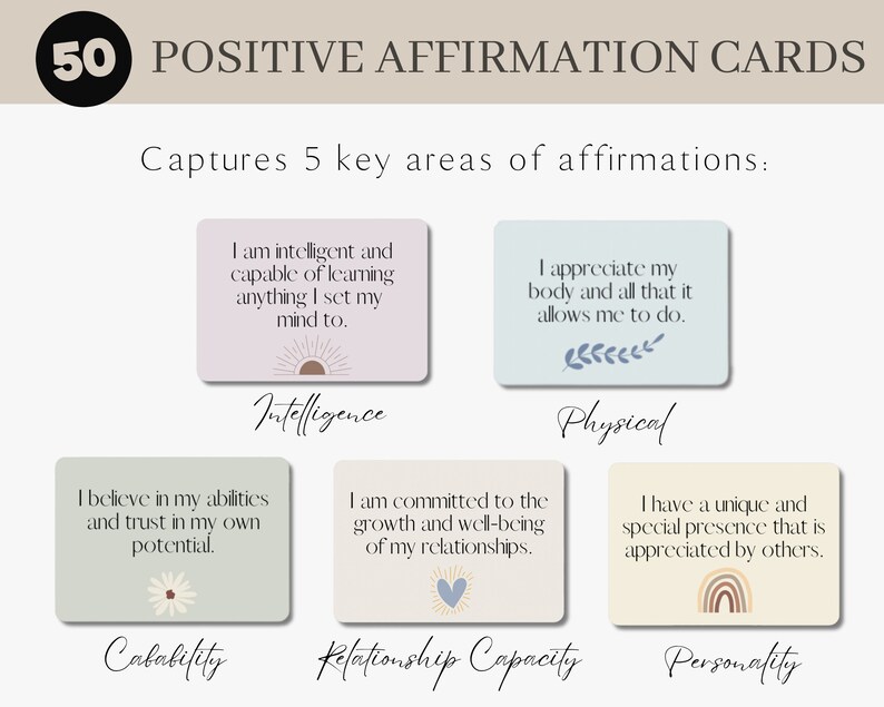 Positive Affirmation Cards Printable | Daily Affirmations, Self Love ...