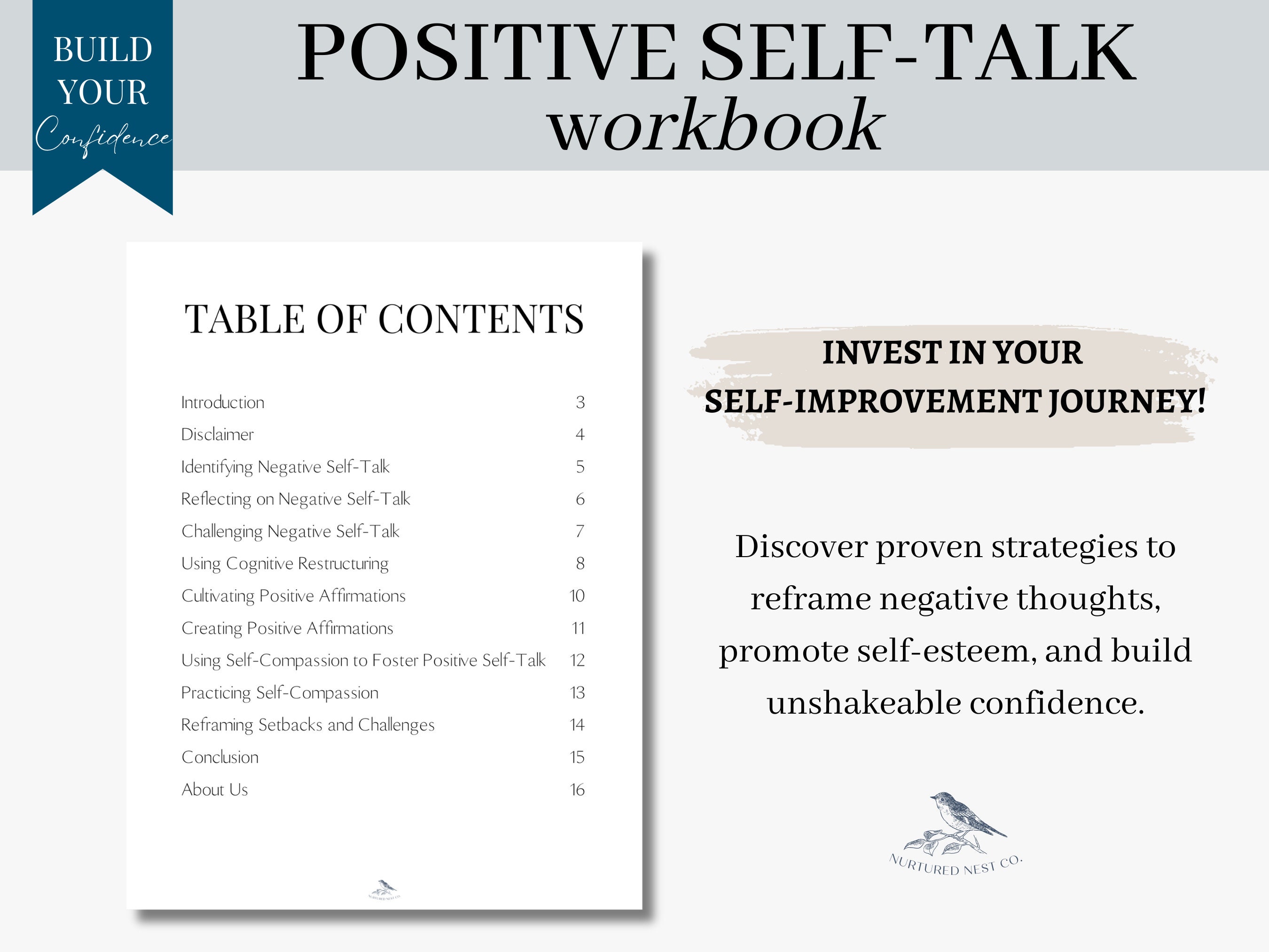Positive Self-talk Workbook for Adults Self Compassion, Cbt Worksheets ...