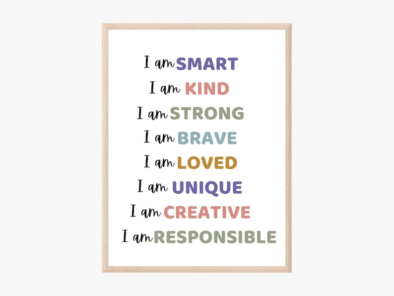 Positive Affirmations Poster Print Digital Therapy Office Decor, School ...