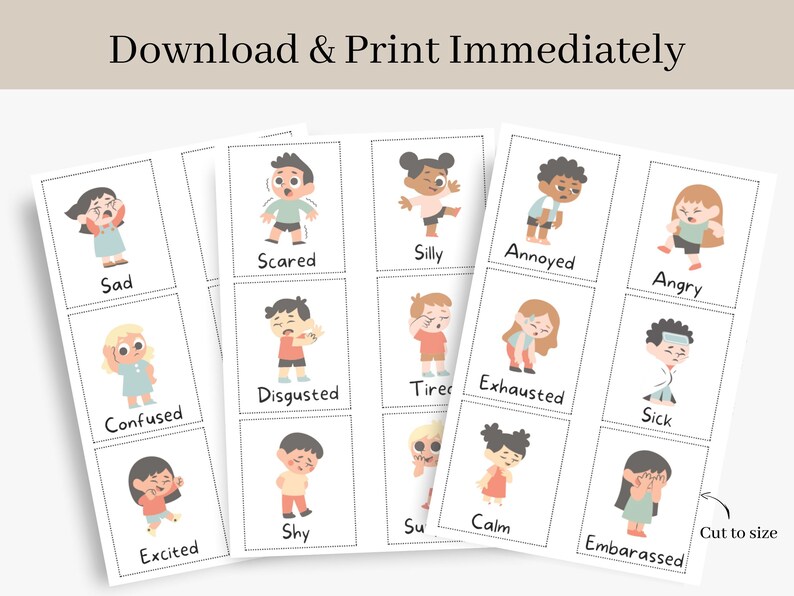 18 Emotion Flashcards for Kids - Instant Download and Print | Digital ...