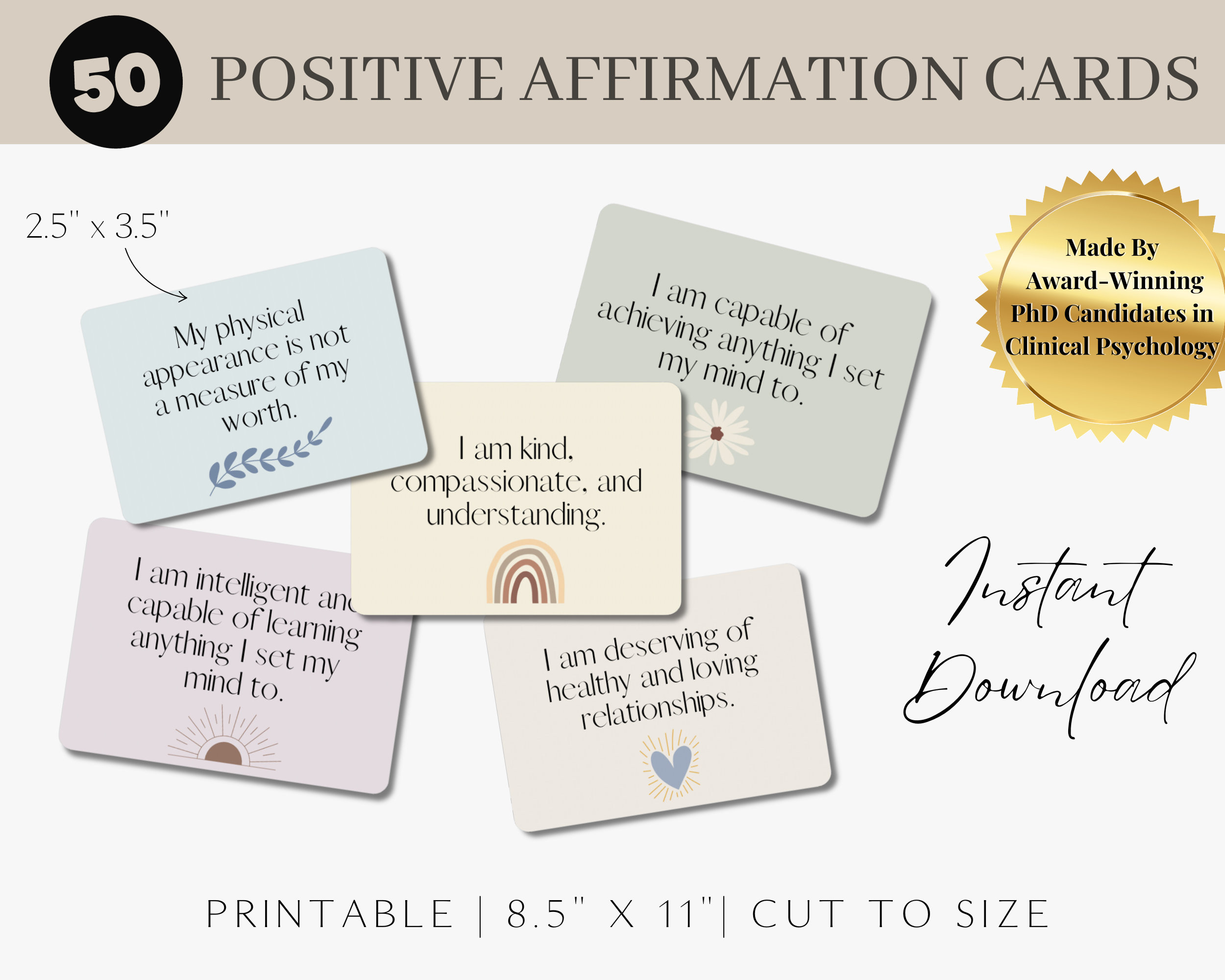 Positive Affirmation Cards Printable | Daily Affirmations, Self Love ...