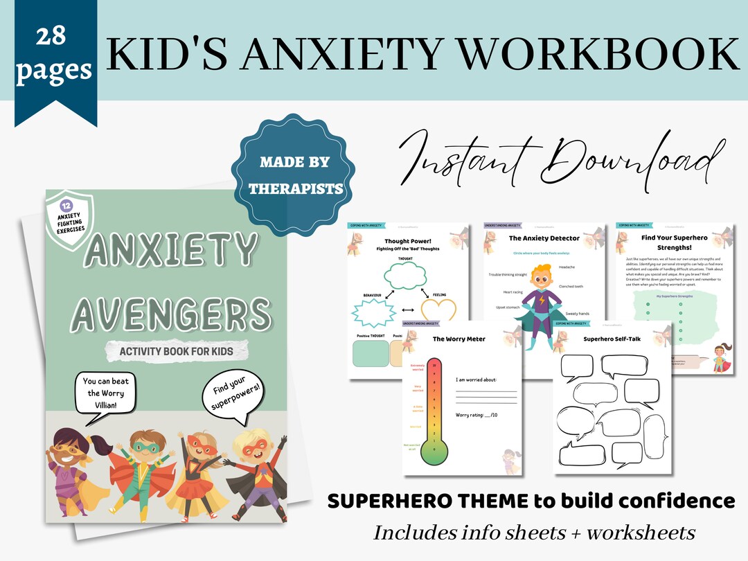 Anxiety Workbook for Kids | CBT Worksheet, Therapy Worksheet, Mental ...