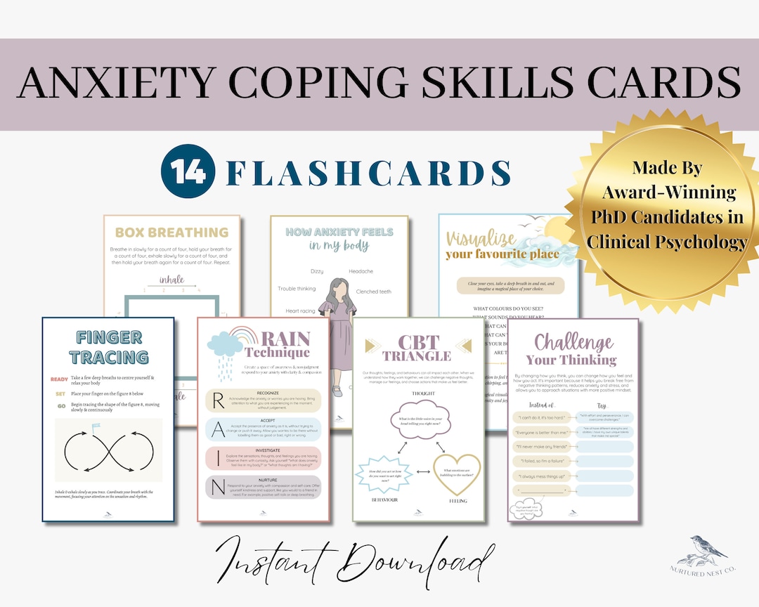 Anxiety Coping Skills Flashcards | CBT Worksheets, Therapy Worksheets ...