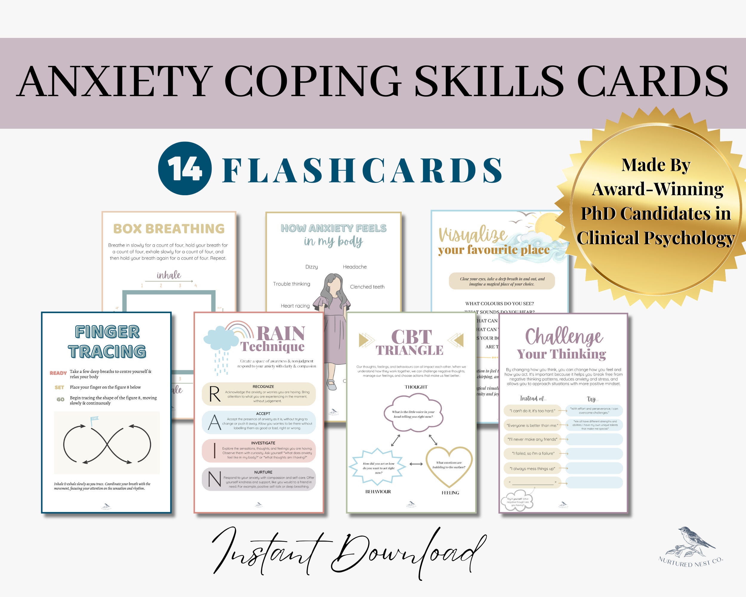 Anxiety Coping Skills Flashcards CBT Worksheets, Therapy Worksheets ...