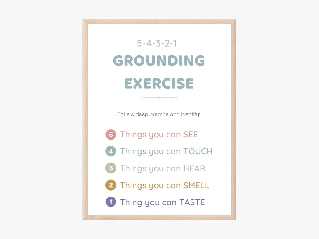 Grounding Exercise Print | Anxiety Relief, Therapy Office Decor, School ...