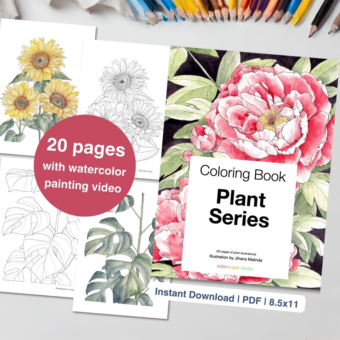 Plant Series Coloring Book Printable Watercolor Coloring Pages for ...