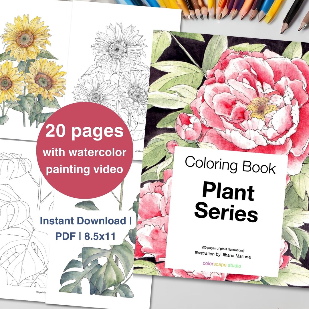 Plant Series Coloring Book - Printable Watercolor Coloring Pages for ...