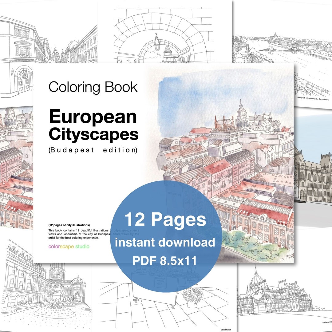 European Cityscapes Budapest Coloring Book - Architecture Printable ...