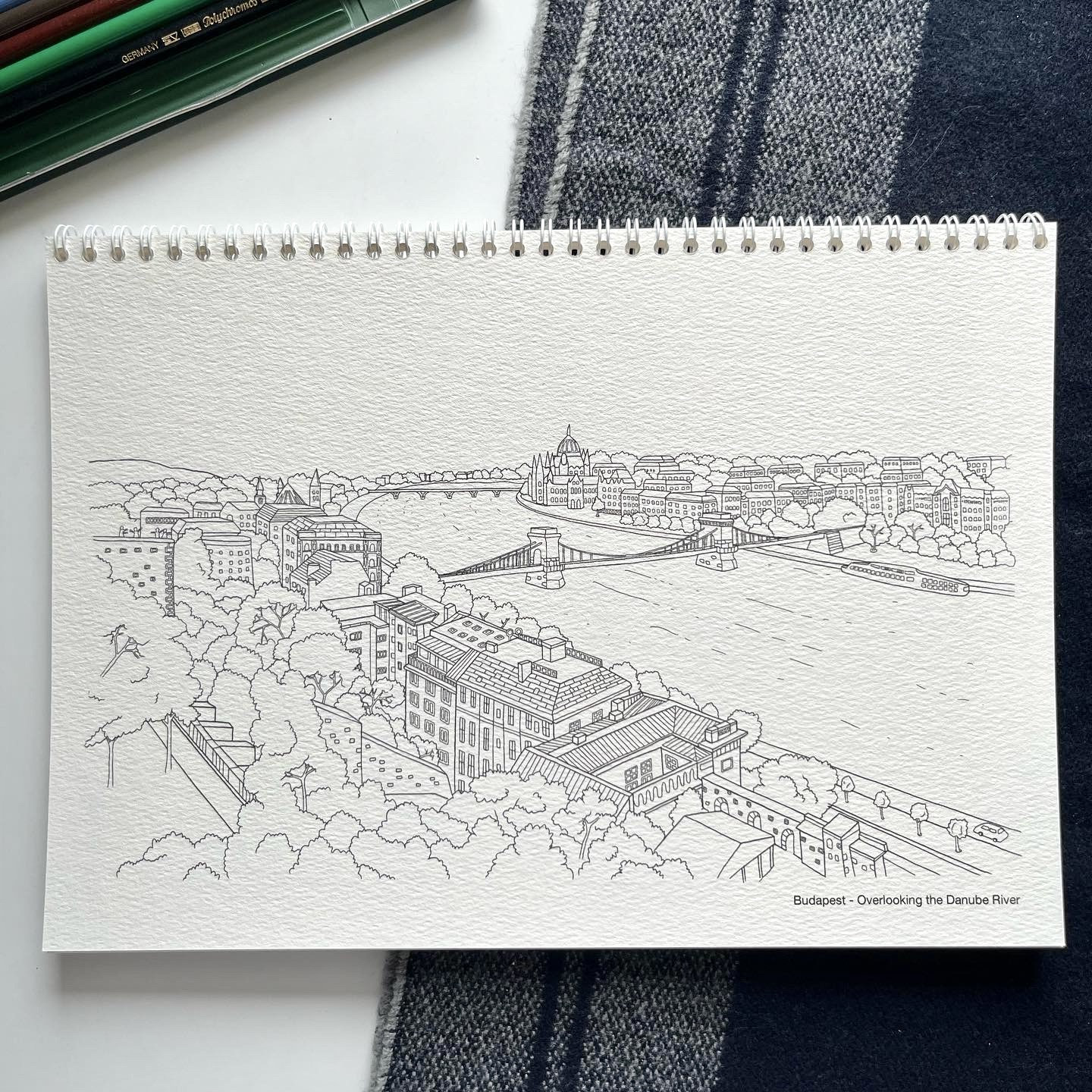 Watercolor Coloring Book European Cityscapes Budapest - Etsy