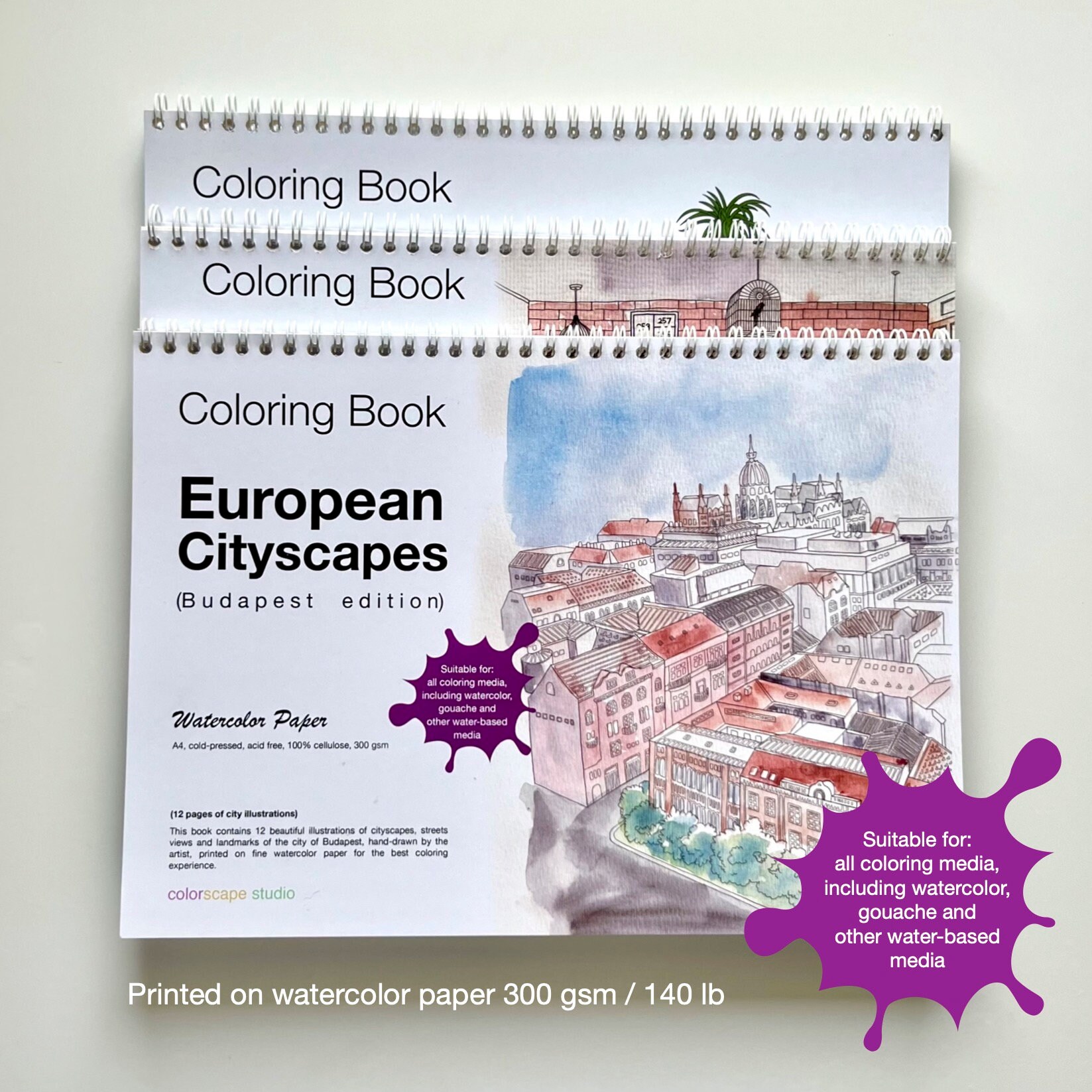 Watercolor Coloring Book European Cityscapes Budapest - Etsy
