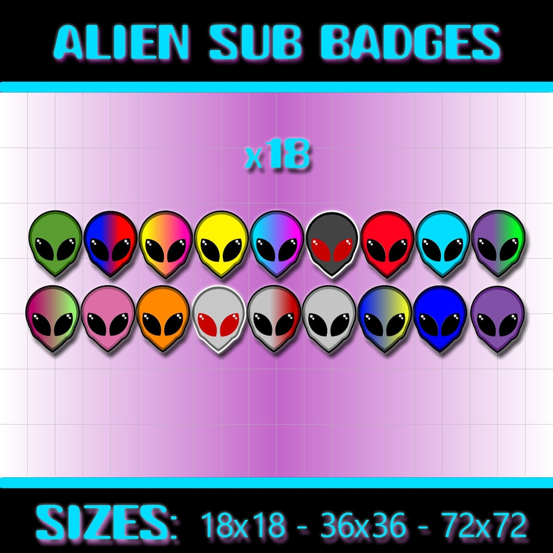Twitch Alien Sub Badges for Streaming X18 - Etsy