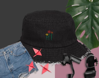 Hychi STARCHILD Distressed Denim Bucket Hat - Etsy