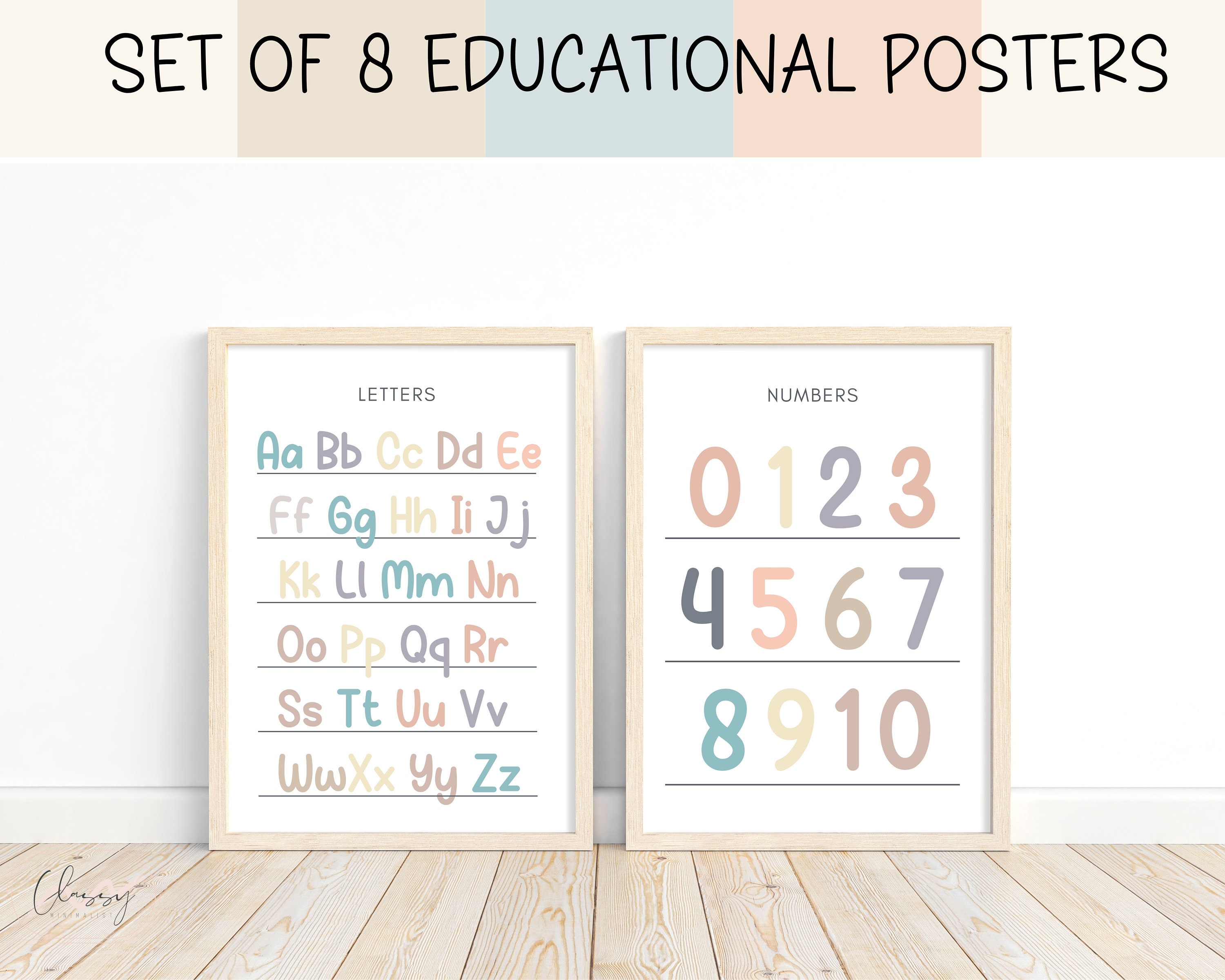 Montessori Classroom Decor, 8 Preschool Prints, Educational Posters ...