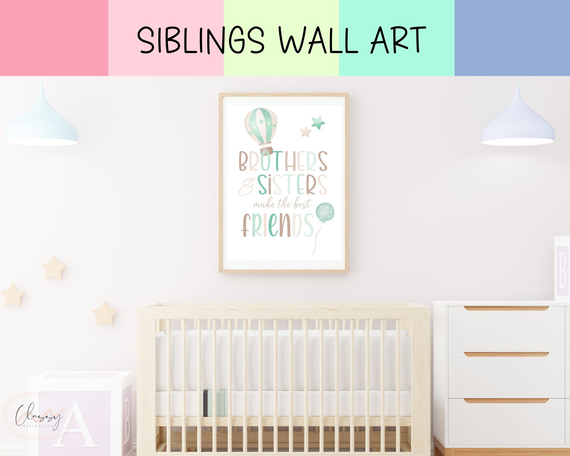 Siblings Print, Brother and Sister Wall Art, Playroom Boho Wall Decor ...