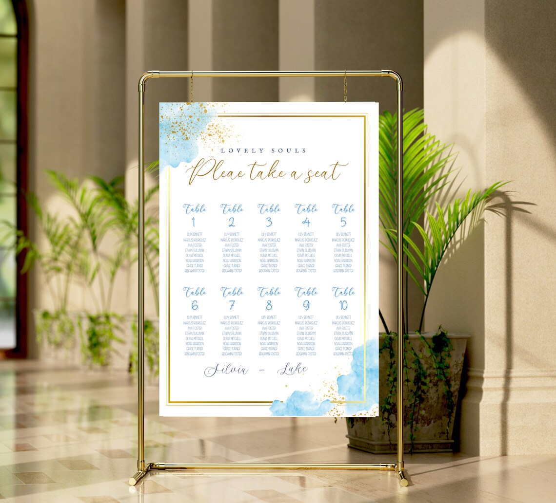 Modern Wedding Seating Chart, Classic Seating Chart Sign, Fully ...
