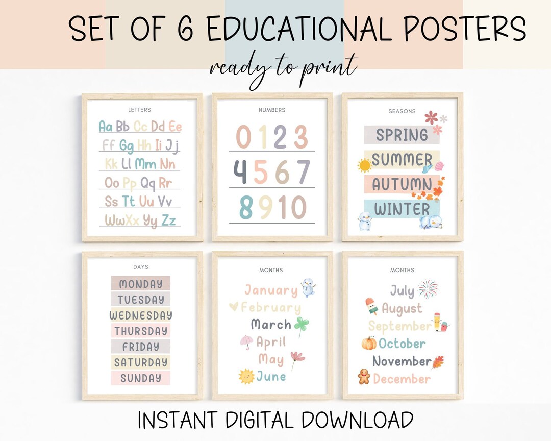 Educational Posters Montessori Classroom Decor 6 Preschool - Etsy