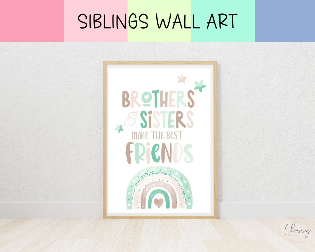 Siblings Print, Brother and Sister Wall Art, Playroom Boho Wall Decor ...