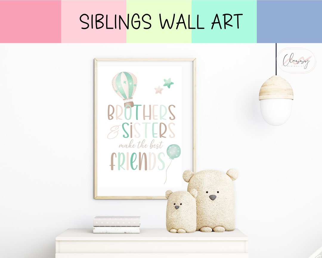 Siblings Print, Brother and Sister Wall Art, Playroom Boho Wall Decor ...