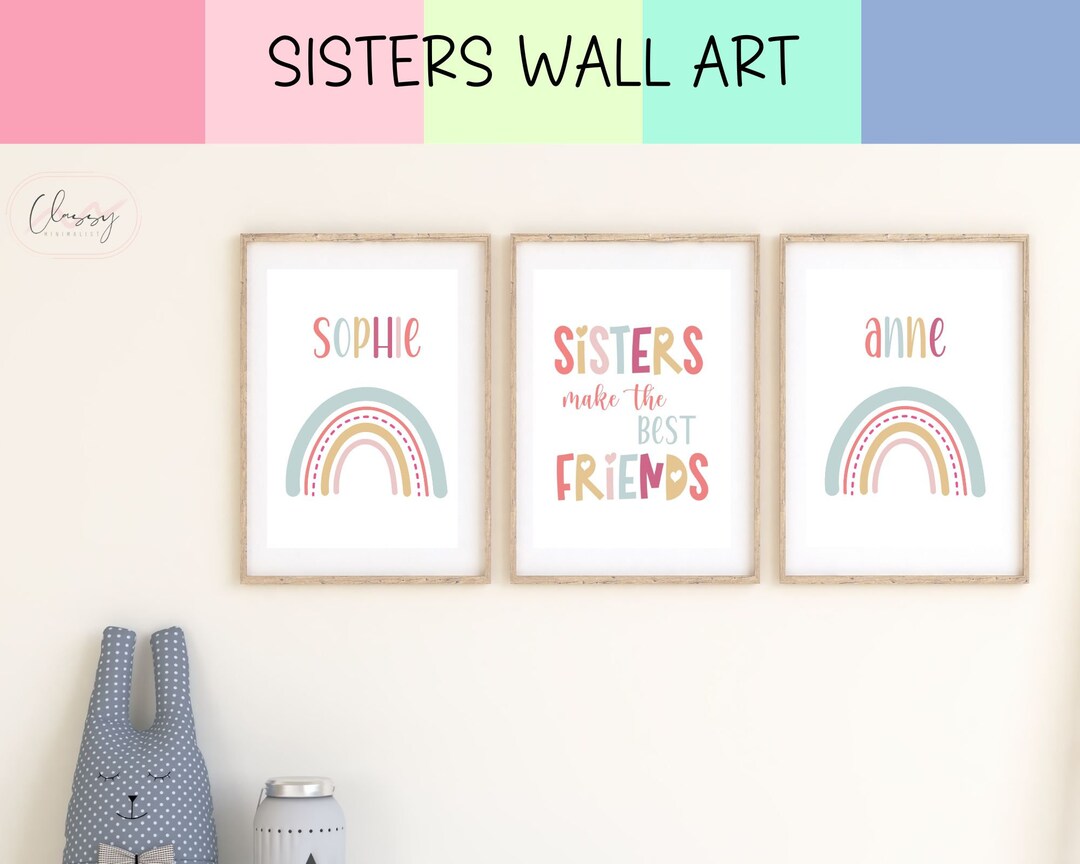 Custom Sisters Print, Siblings Wall Decor, Personalized Wall Art, Twin ...