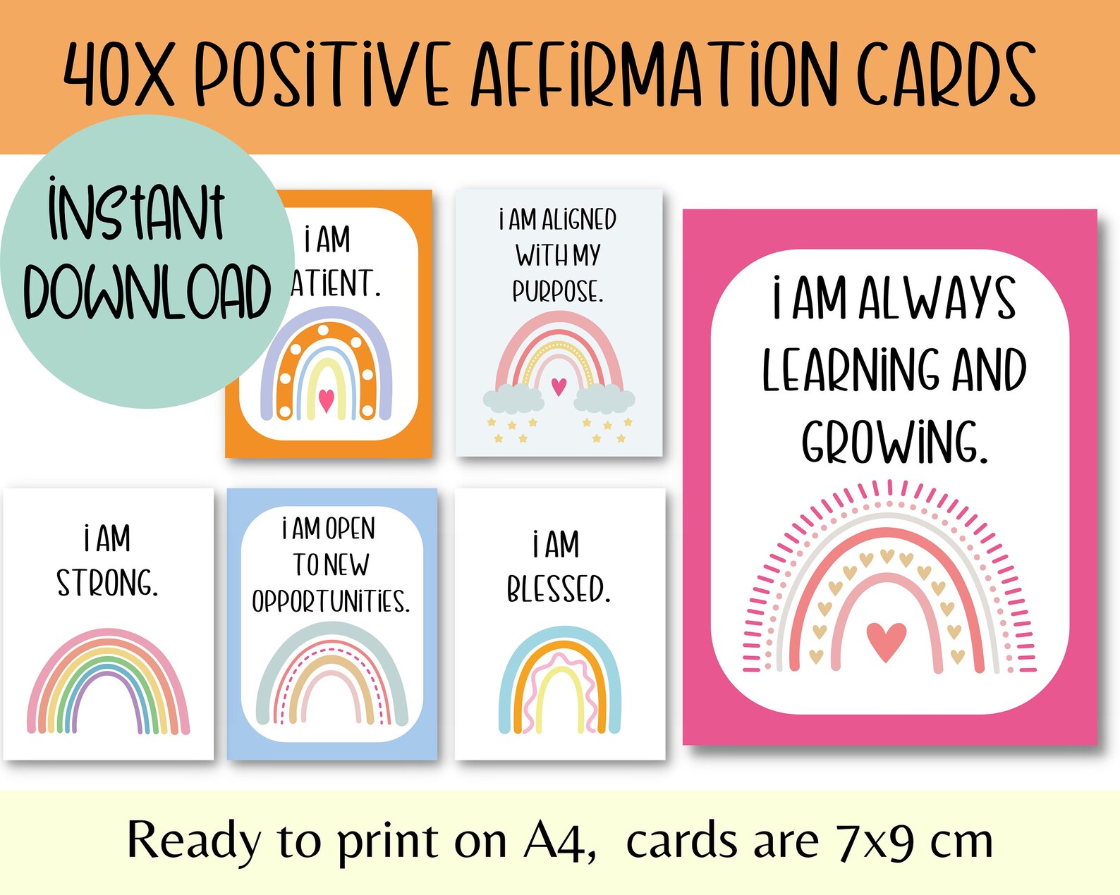40 Digital Positive Quote Flash Cards, Positive Affirmation Cards ...