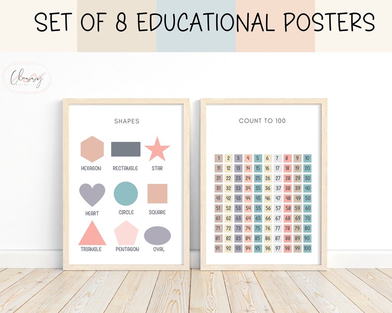 Montessori Classroom Decor, 8 Preschool Prints, Educational Posters ...