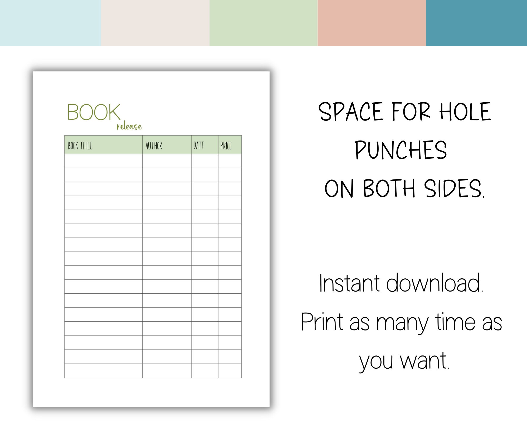 New Book Releases Tracker Printable, Upcoming Book List, Early Releases ...