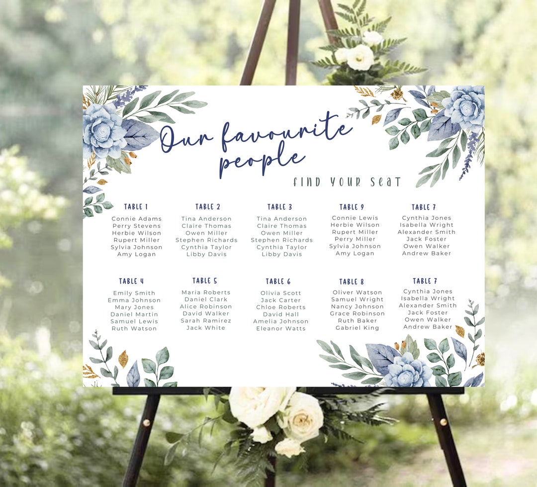 Table Seating Chart Modern Wedding Seating Chart Fully - Etsy